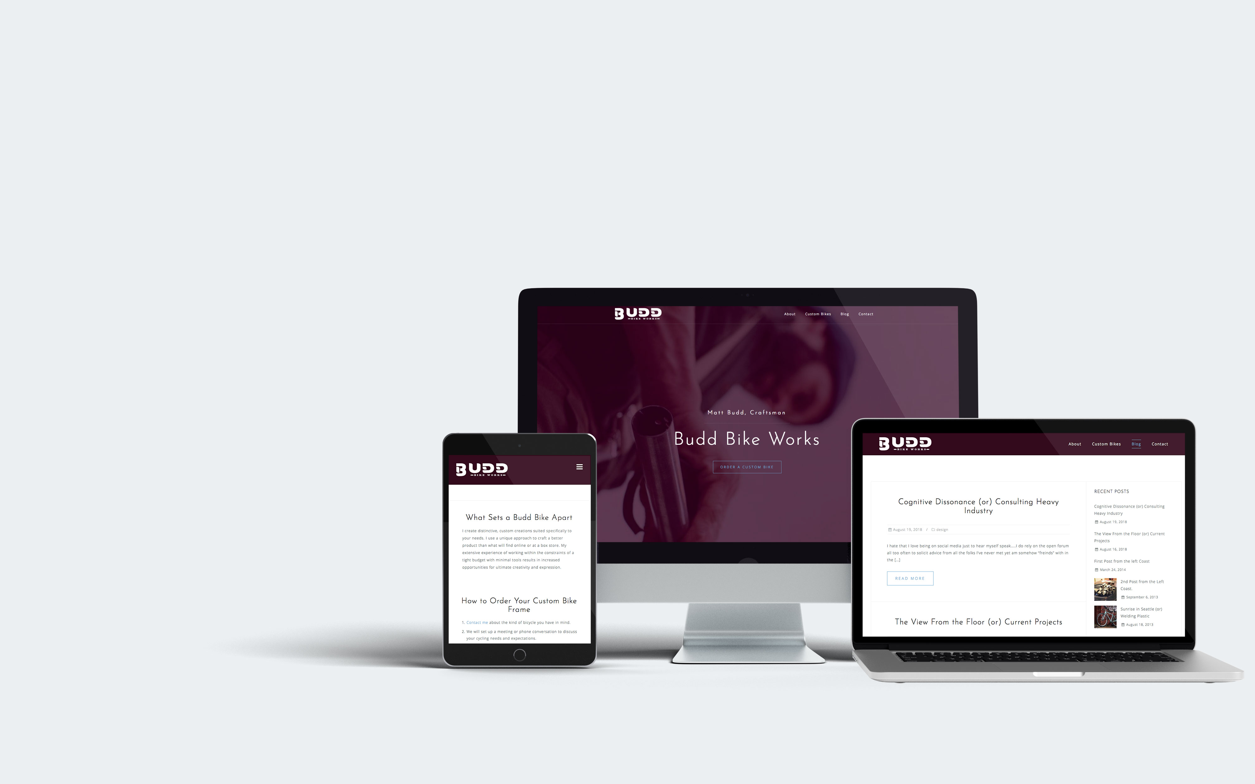 Device mockup of BuddBikes.com – Growling Willow